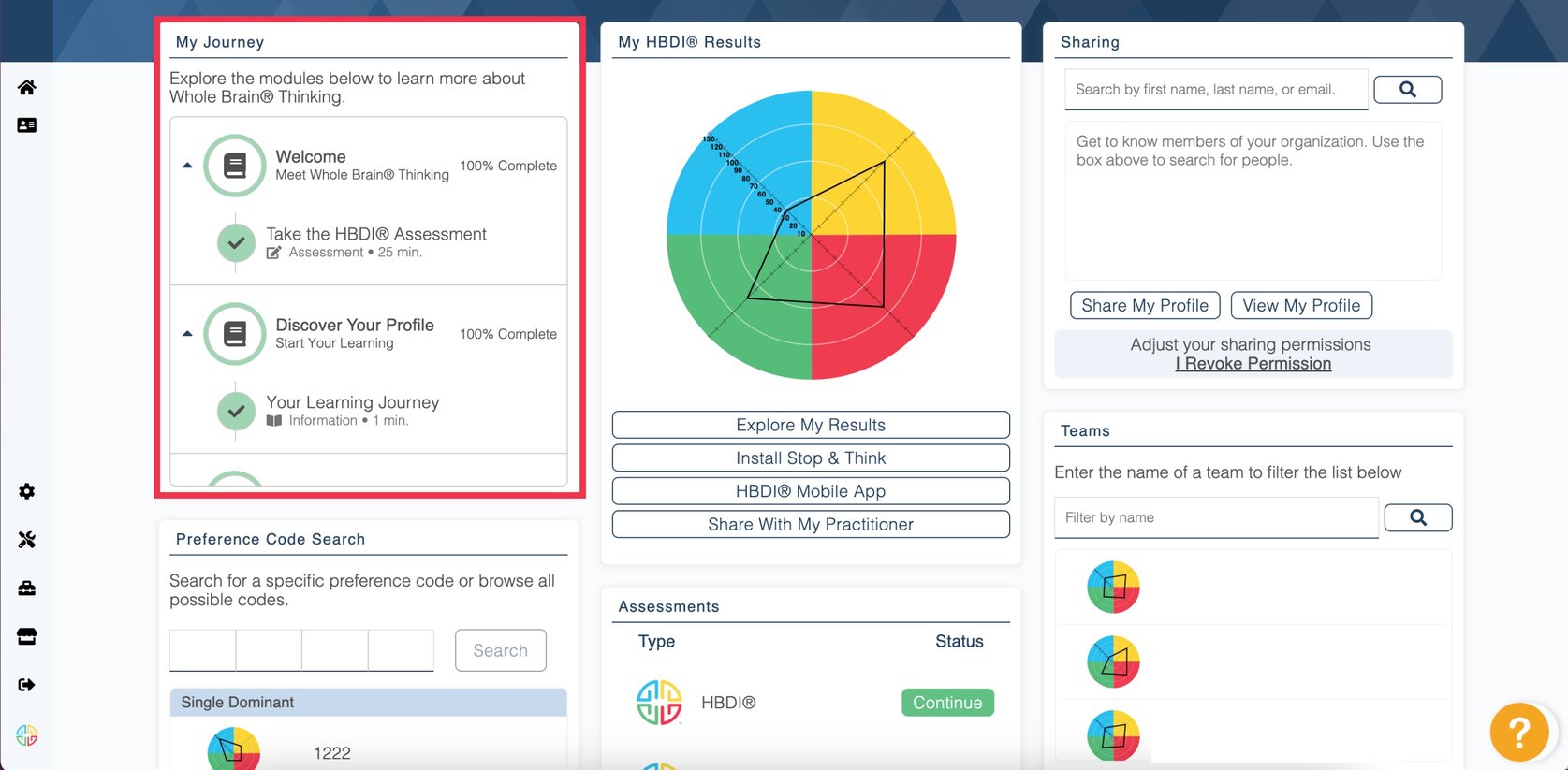 What is the self-paced HBDI® learning journey?